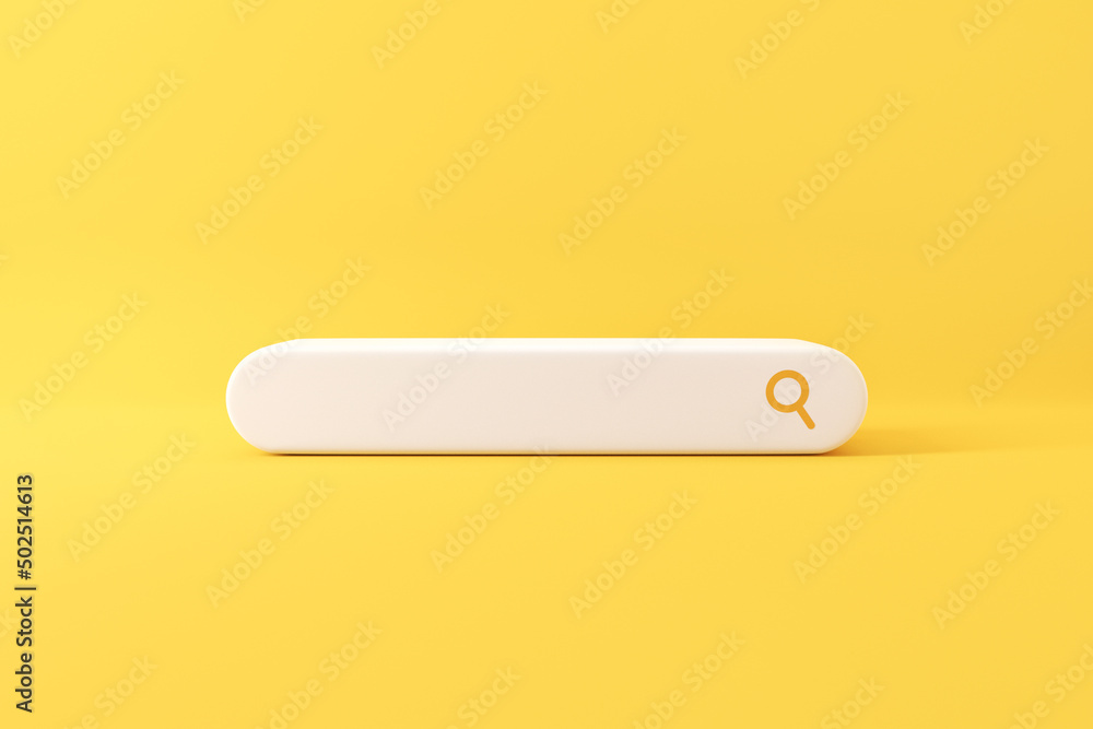 Minimal search or magnifying glass in blank search bar on yellow ...