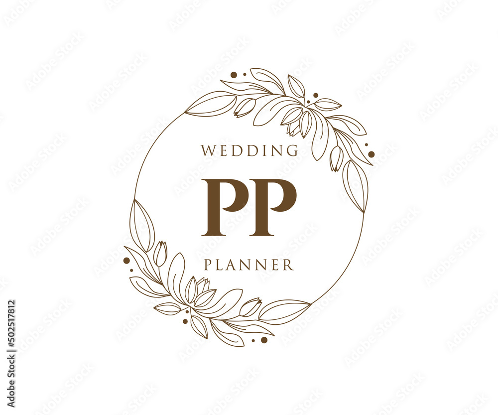 PP Initials letter Wedding monogram logos collection, hand drawn modern ...