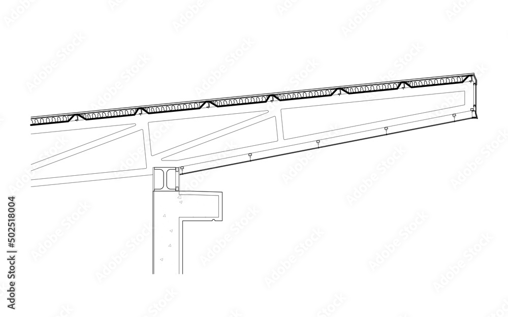 Architectural CAD drawing in 2D showing the typical detail section of ...