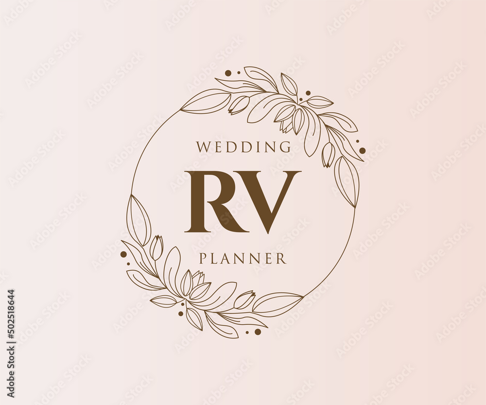 RV Initials letter Wedding monogram logos collection, hand drawn modern ...