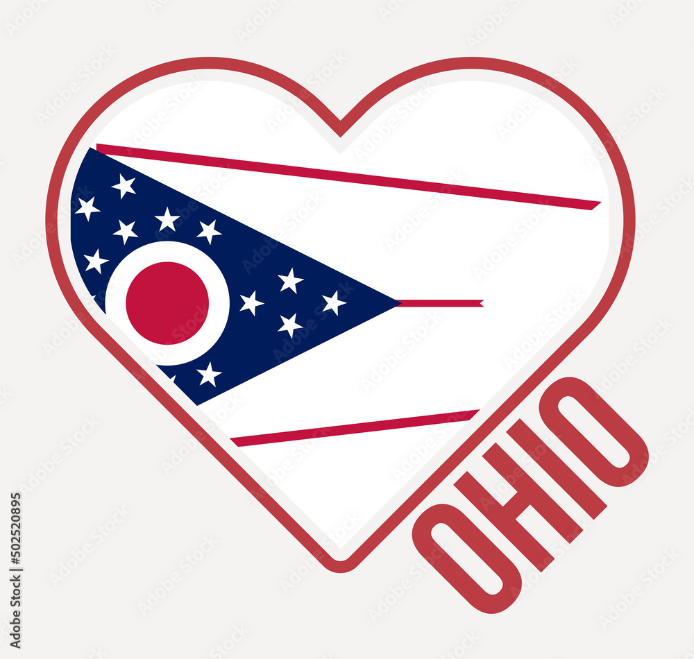 Ohio heart flag badge. Made with Love from Ohio logo. Flag of the us ...