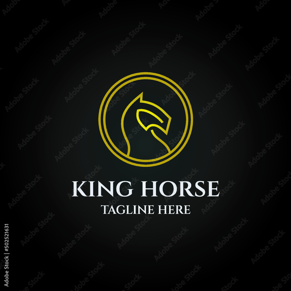 King Horse Monoline Logo Stock Vector | Adobe Stock