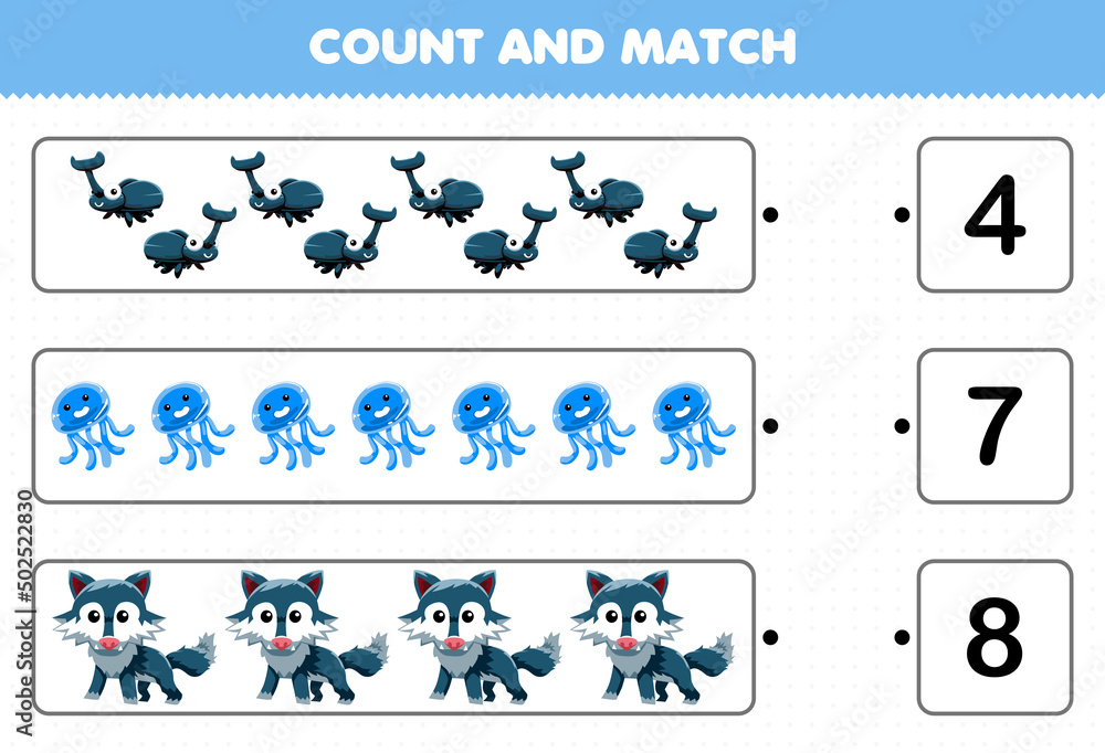 Education game for children count and match count the number of cute ...
