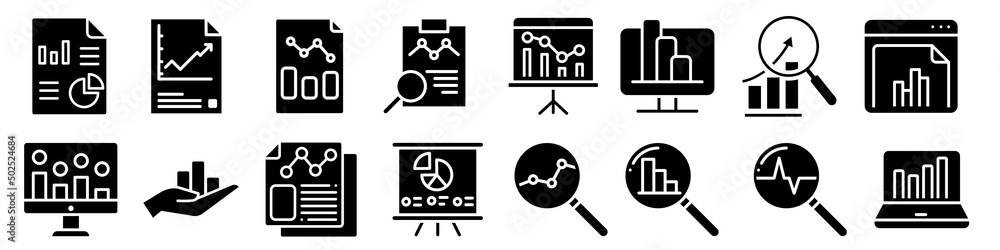 Data analysis icon vector set. profit graph illustration sign ...