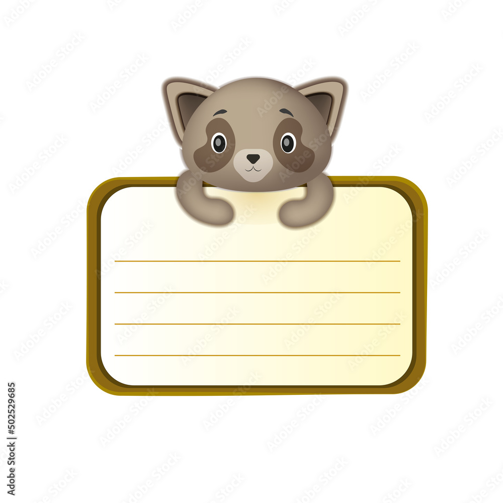 Frame for text with lines, decorated with a cute 3D dog. Rectangular ...