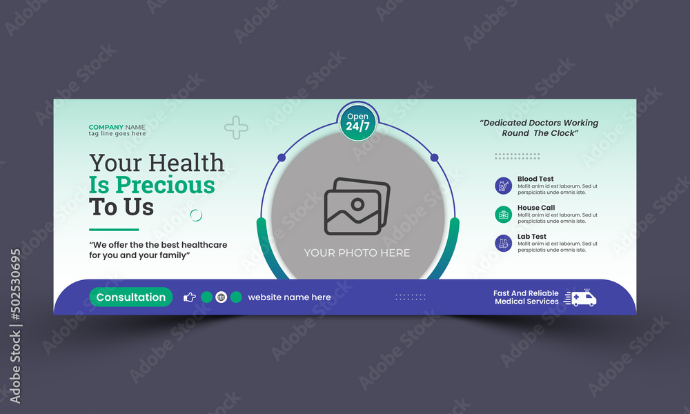 Healthcare medical social media facebook cover template Stock Vector ...