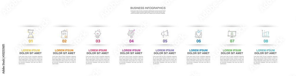 Vector simple infographics. Modern business timeline template with 8 ...