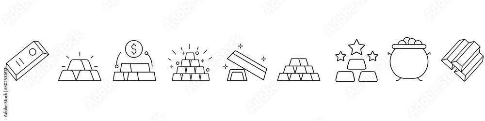 Gold icon vector set. wealth illustration sign collection. treasure ...