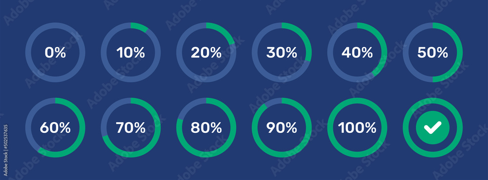 Circle loading and circle progress collection. Set of circle percentage ...