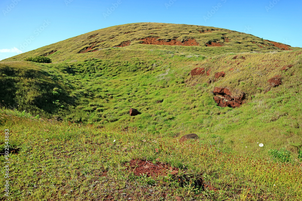 Puna Pau Volcano with Red Scoria Rock, a Historic Quarry of Moai ...