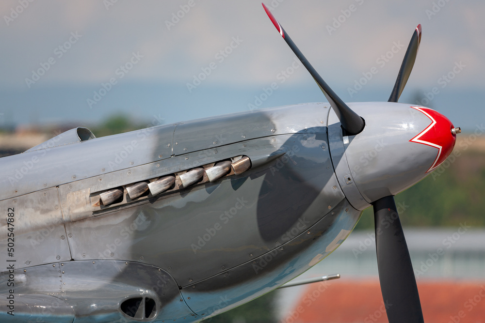 Payerne, Switzerland - September 7, 2014: Nose of Yakovlev Yak-3M World ...