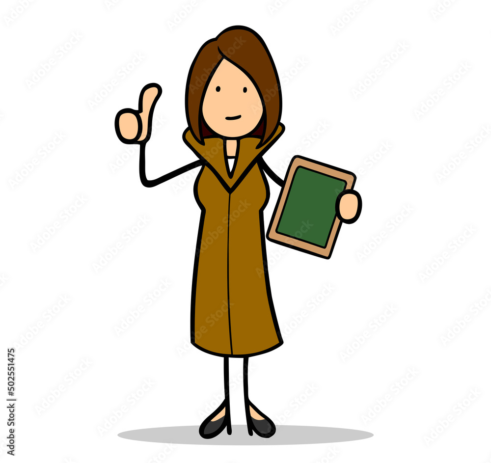 Cartoon Frau als Lehrerin mit Tafel im Mathe Unterricht Stock ...