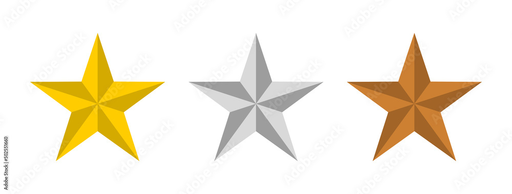 Star Icon Set including Top Three 1st Gold 2nd Silver 3rd Bronze Winner ...