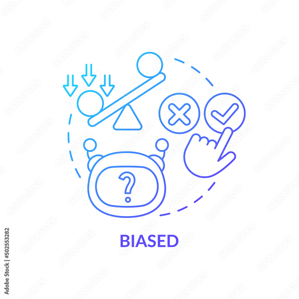 Biased blue gradient concept icon. Decision making. Artificial ...