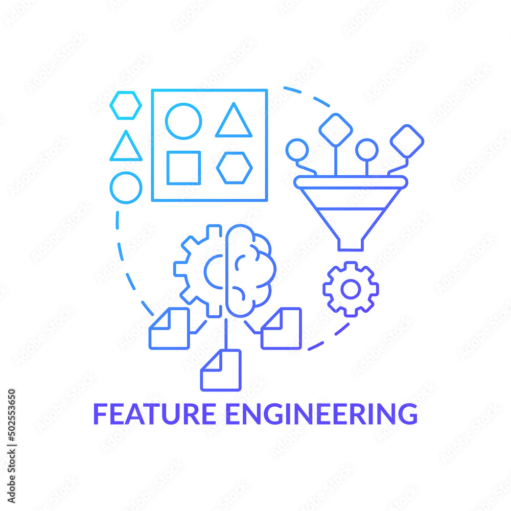 Feature Engineering Blue Gradient Concept Icon Artificial Intelligence Problem Solving In