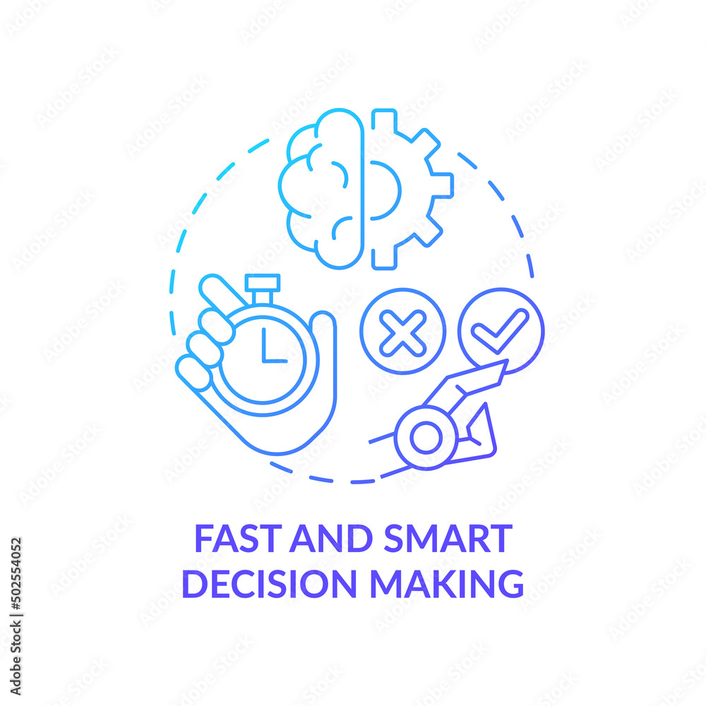 Fast and smart decision making blue gradient concept icon. Artificial ...