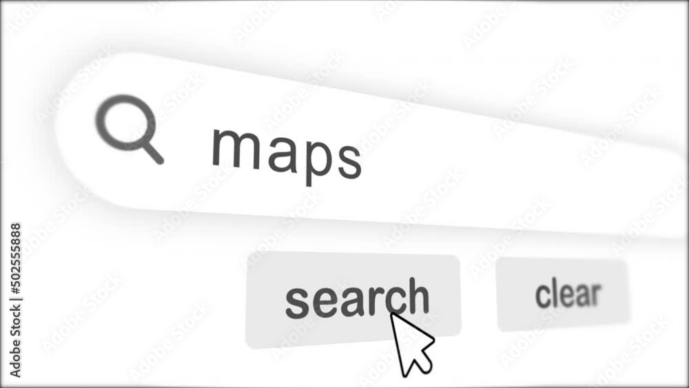 maps typing on Search Bar with click Animation.vintage monitor screen ...