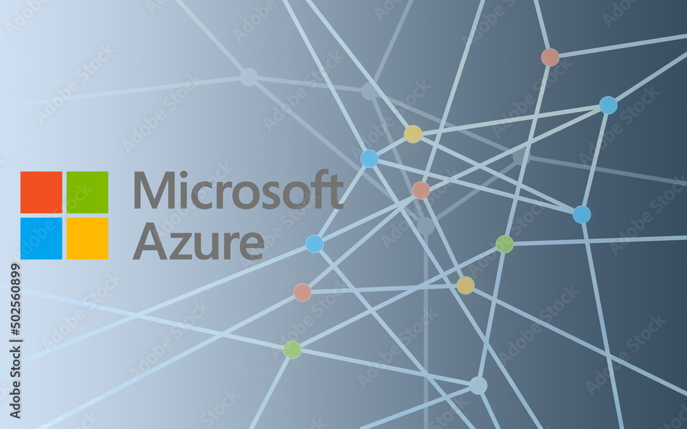 Microsoft Azure Logo in front of connected dots in the colors of the ...