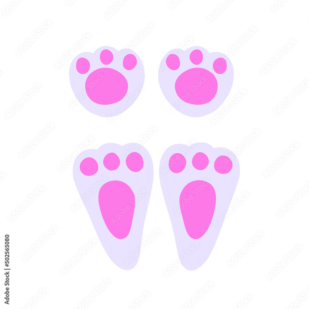 Paw print. Trace of cute easter bunny paw. Rabbit or hare footprint ...