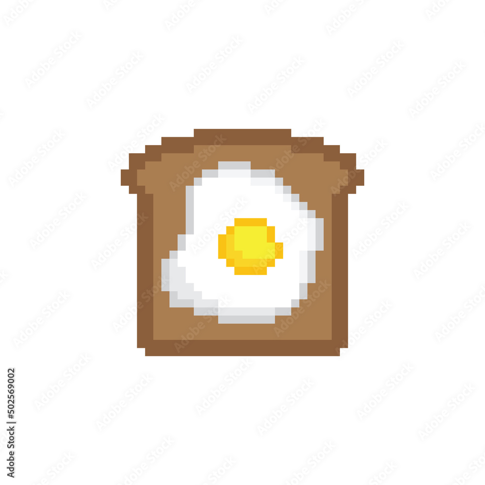 pixel breakfast icon. Vector pixel art Bread with egg icon 8 bit logo ...
