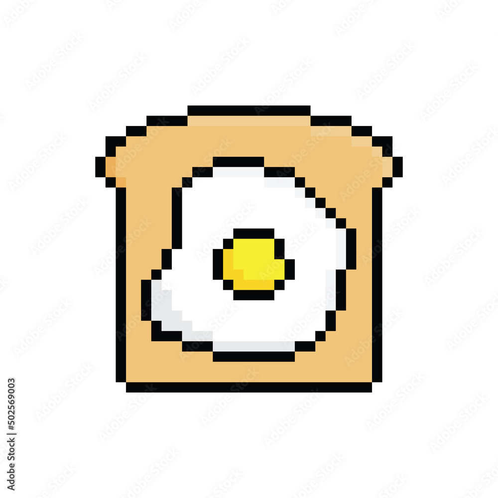 pixel breakfast icon. Vector pixel art Bread with egg icon 8 bit logo ...