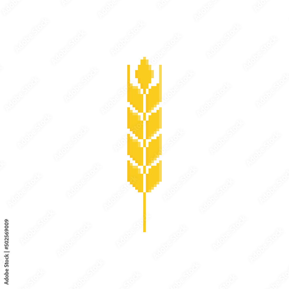 pixel wheat icon. Vector pixel art gluten 8 bit logo for game Stock ...