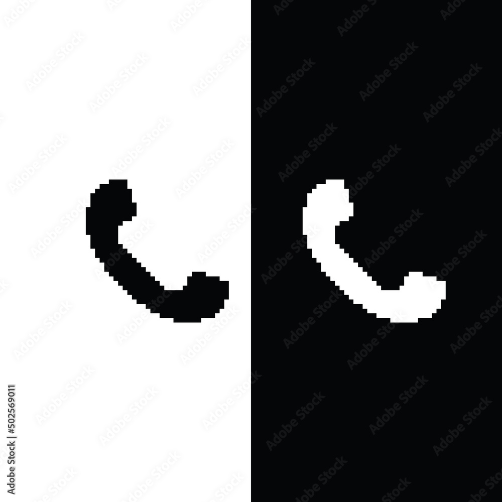pixel phone receiver icon. Vector pixel art call 8 bit logo for game ...