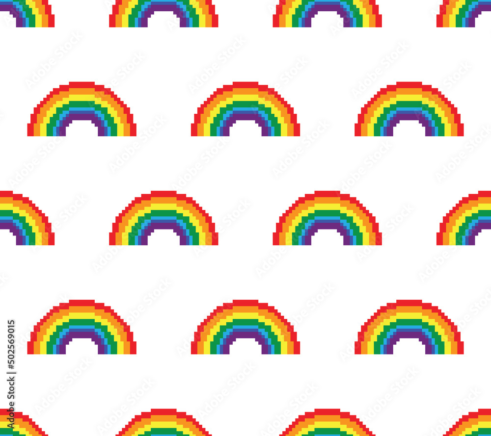 pixel rainbow Seamless Pattern vector rainbow background pixel art for ...