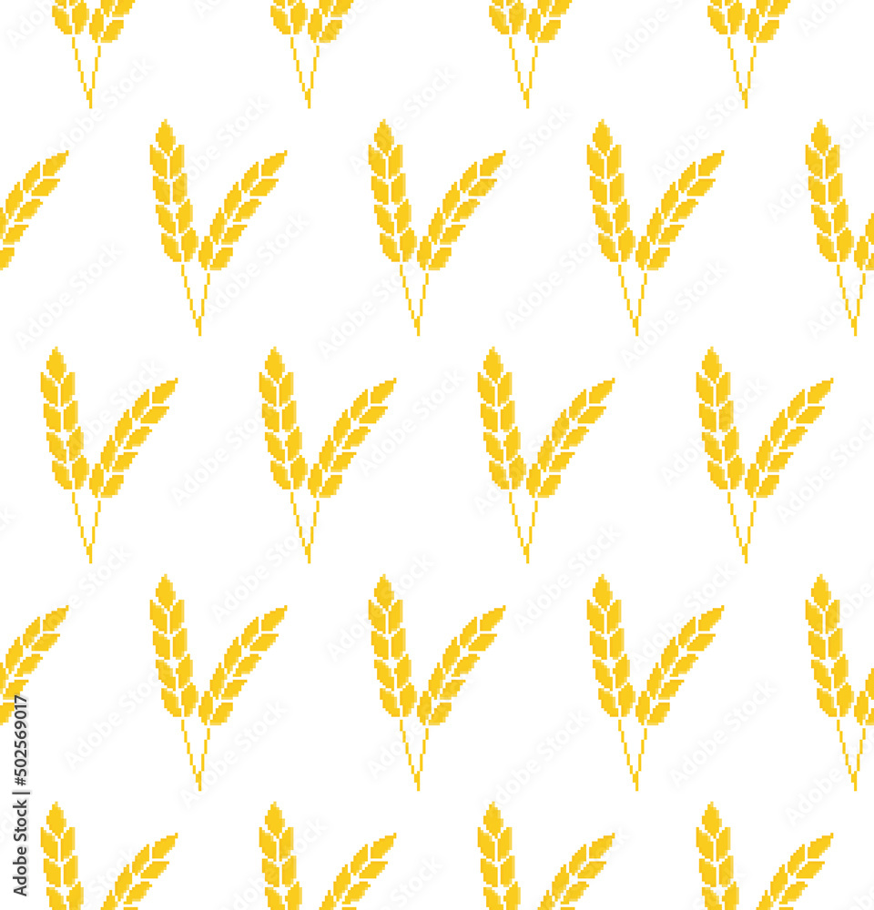 pixel wheat Seamless Pattern vector wheat background pixel art for 8 ...