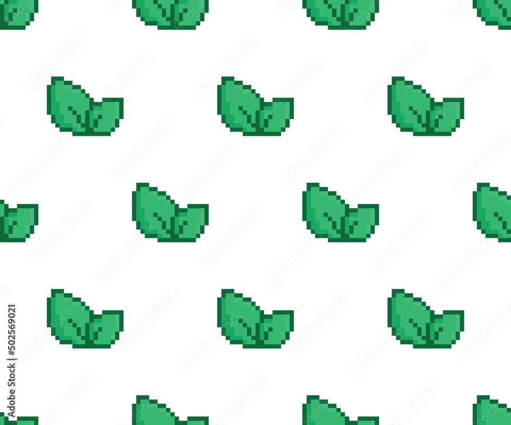 pixel leaf Seamless Pattern vector eco background pixel art for 8 bit ...