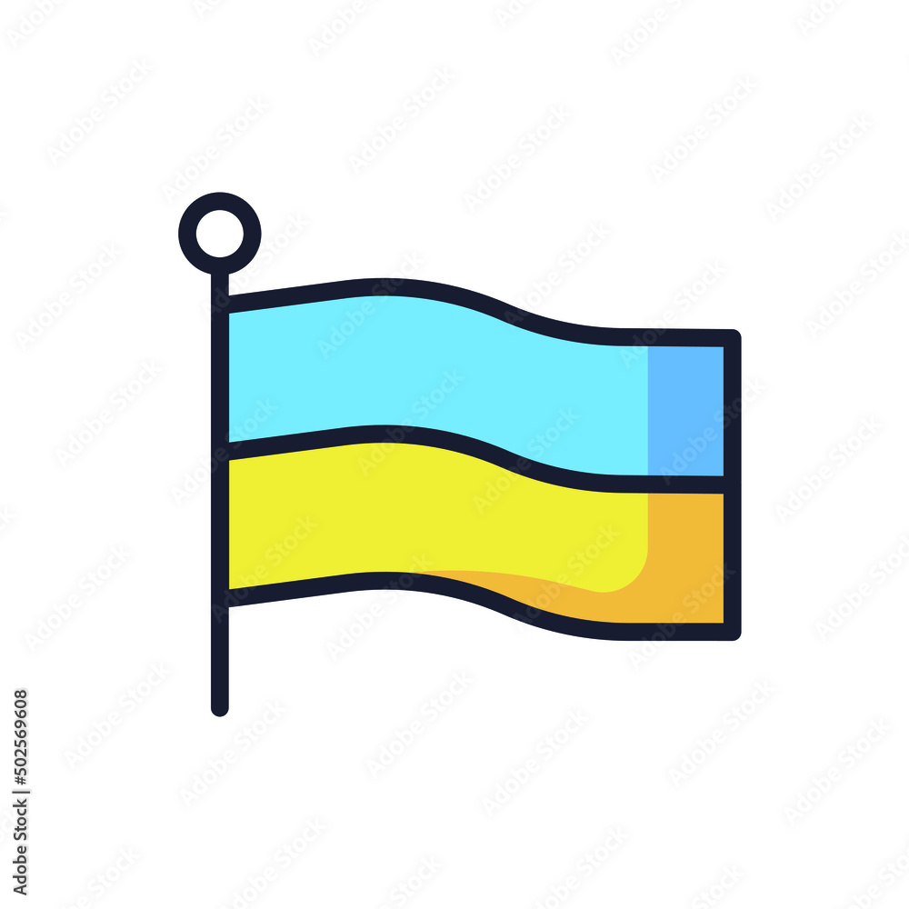 Ukraine flag RGB color linear icon. Thin line customizable illustration ...