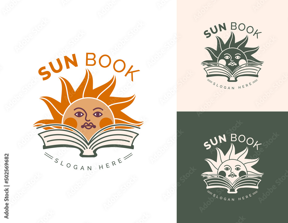 Bright Sun in an Open Book, Knowledge reading library concept ...