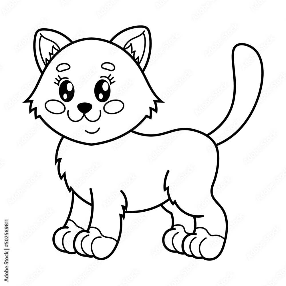cute fluffy cat coloring book. children's book illustration Stock ...