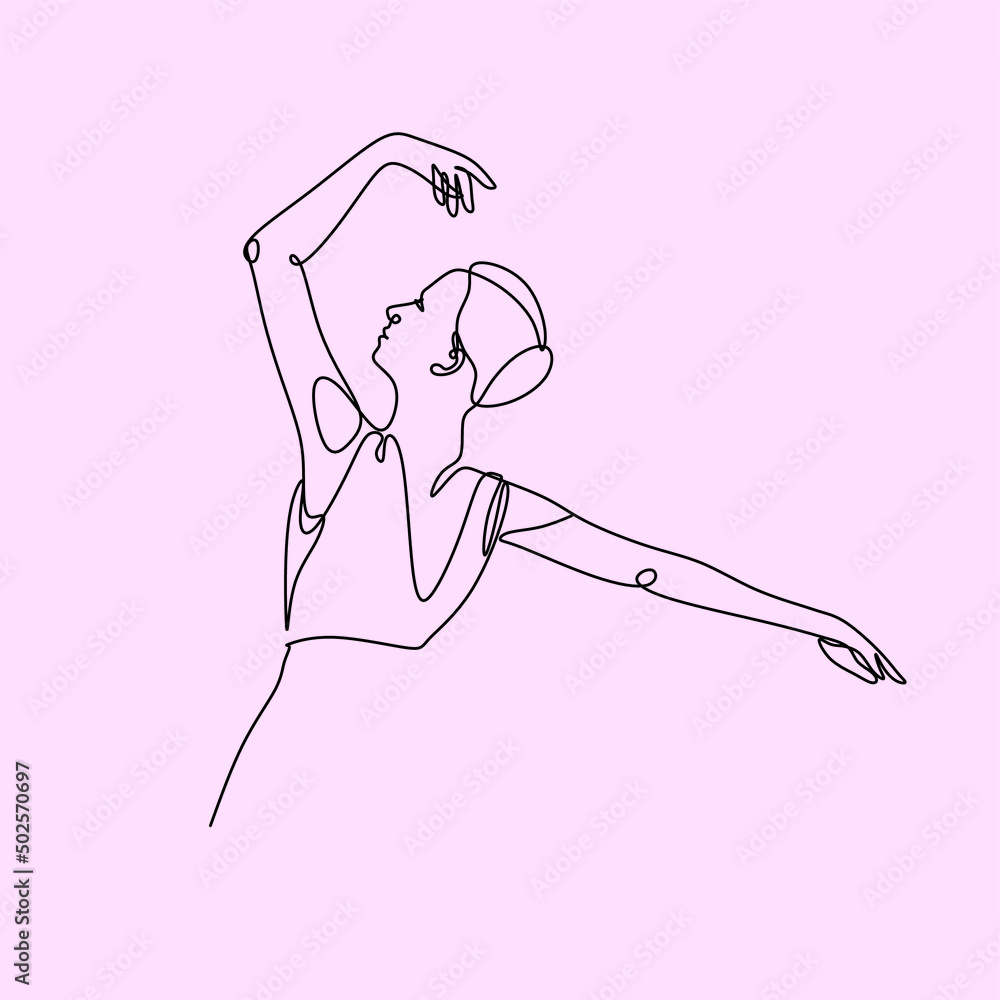 Continuous line drawing of a woman dancing. Contemporary Dancing woman ...