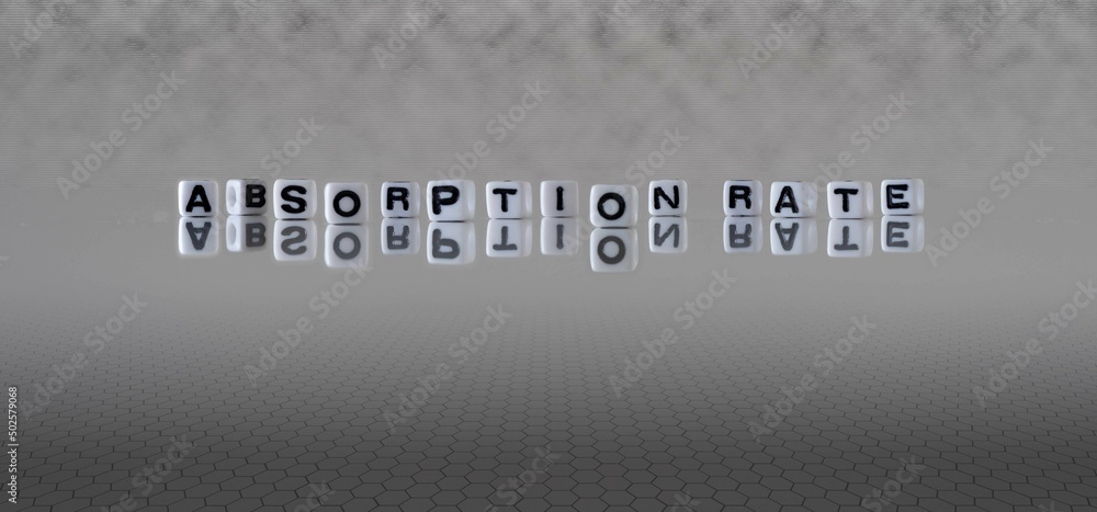 absorption rate word or concept represented by black and white letter ...
