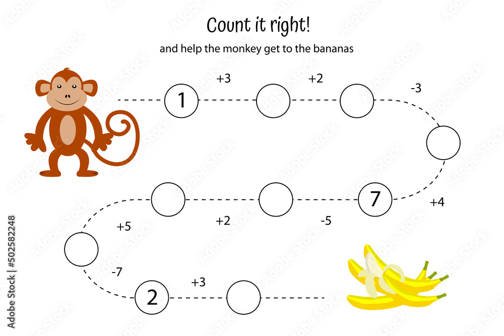 Math game for preschoolers. Addition, subtraction, counting to ten ...