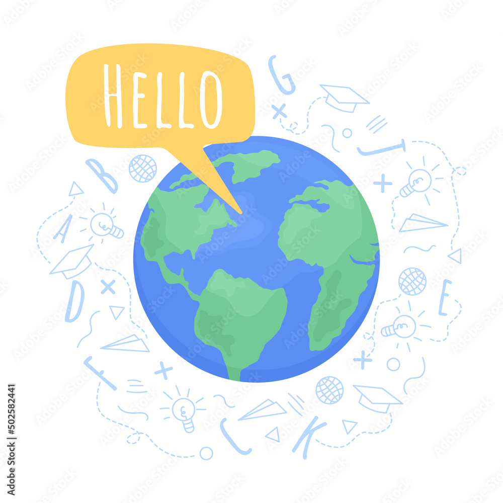 English speaking community 2D vector isolated illustration. Language ...