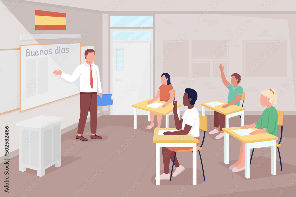 Empty Spanish Classroom