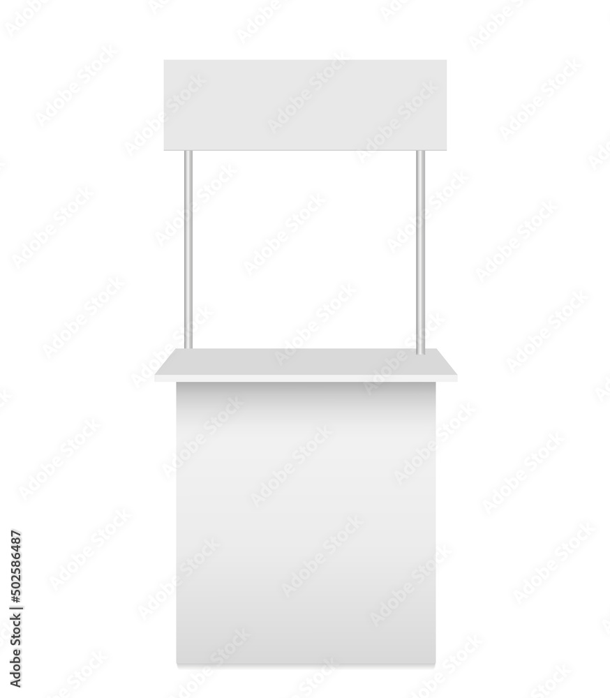 Mobile counter for promotion.White exhibition booth. Stand Mockup for ...