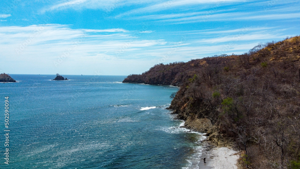 Aerial view of the beach in Costa Rica, Central America. Costa Rica has ...
