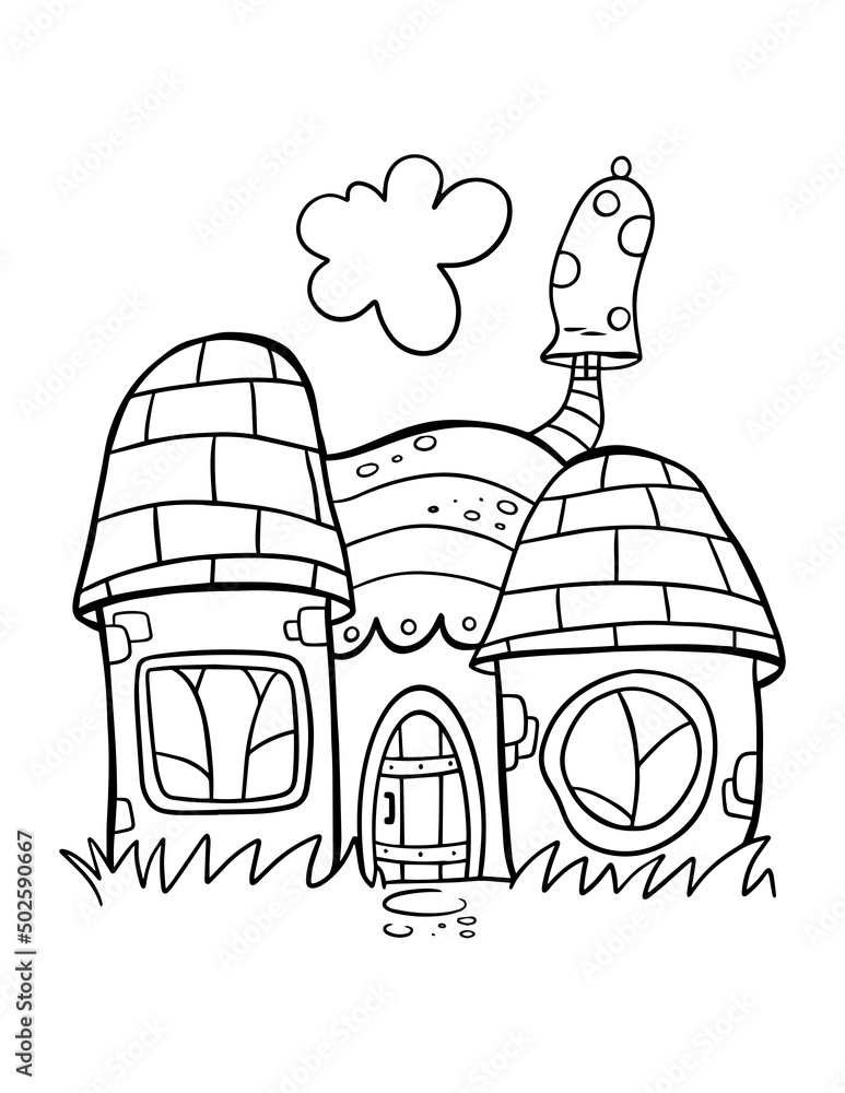 Magic house coloring page. Outline kids illustration for coloring ...