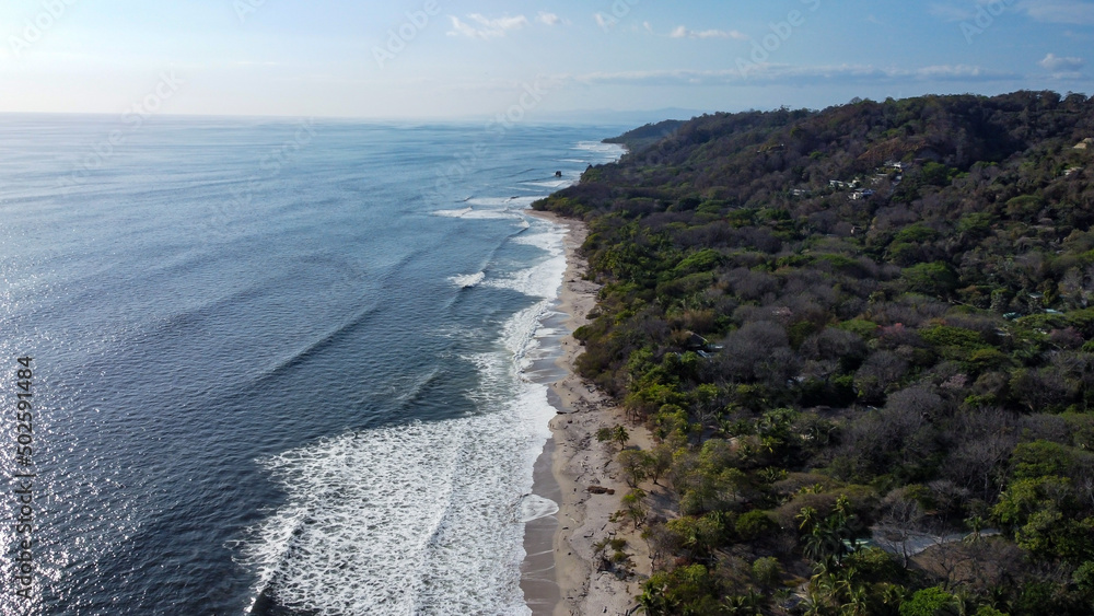 Aerial view of the beach in Costa Rica, Central America. Costa Rica has ...