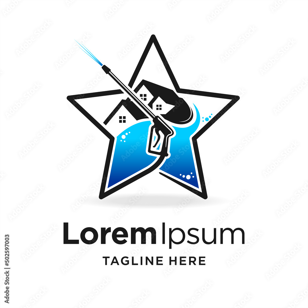 power wash logo with star concept Stock Vector | Adobe Stock
