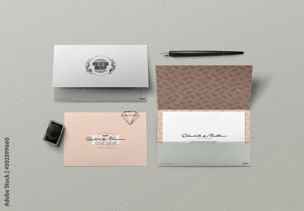 Invitation Mockup Card Envelope Stock Template | Adobe Stock