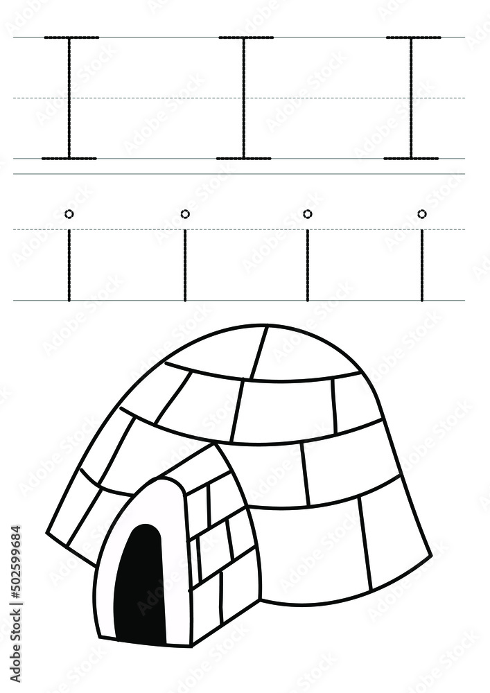 i igloo alphabet word tracing exercise coloring alphabet for kids Stock ...