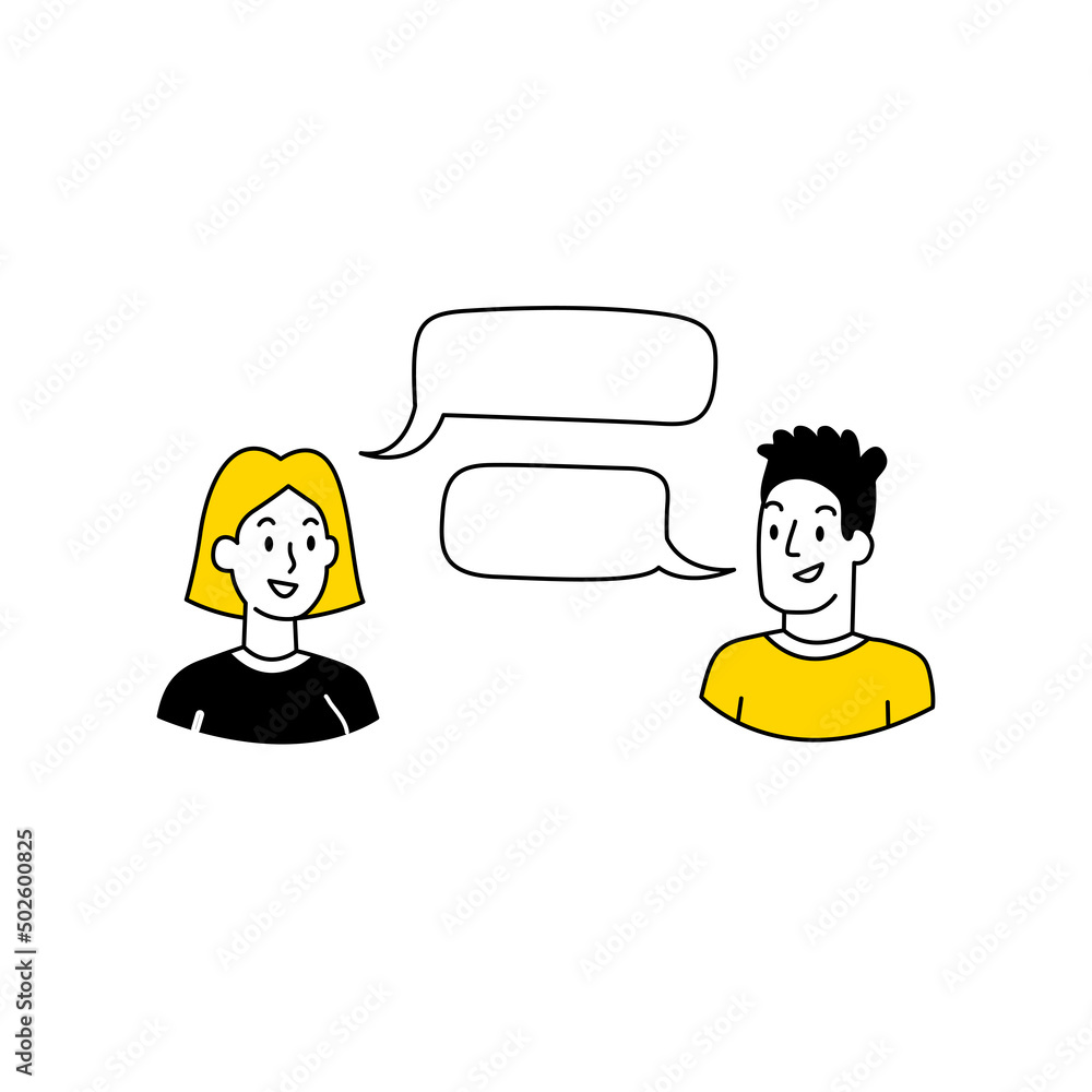 Communication between two people, characters talk to each other with ...