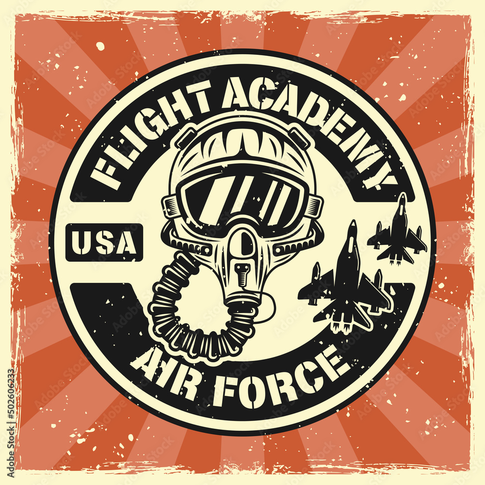 Military aviation, flight academy vector emblem, badge, label, logo or ...
