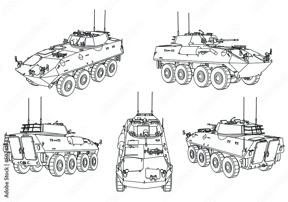 Weapon Carrier Vehicle isolated on white background. Vector Military ...