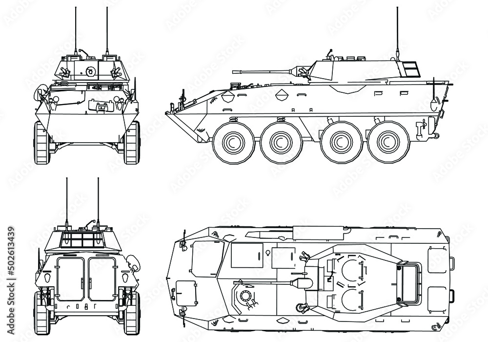 Weapon Carrier Vehicle isolated on white background. Vector Military ...