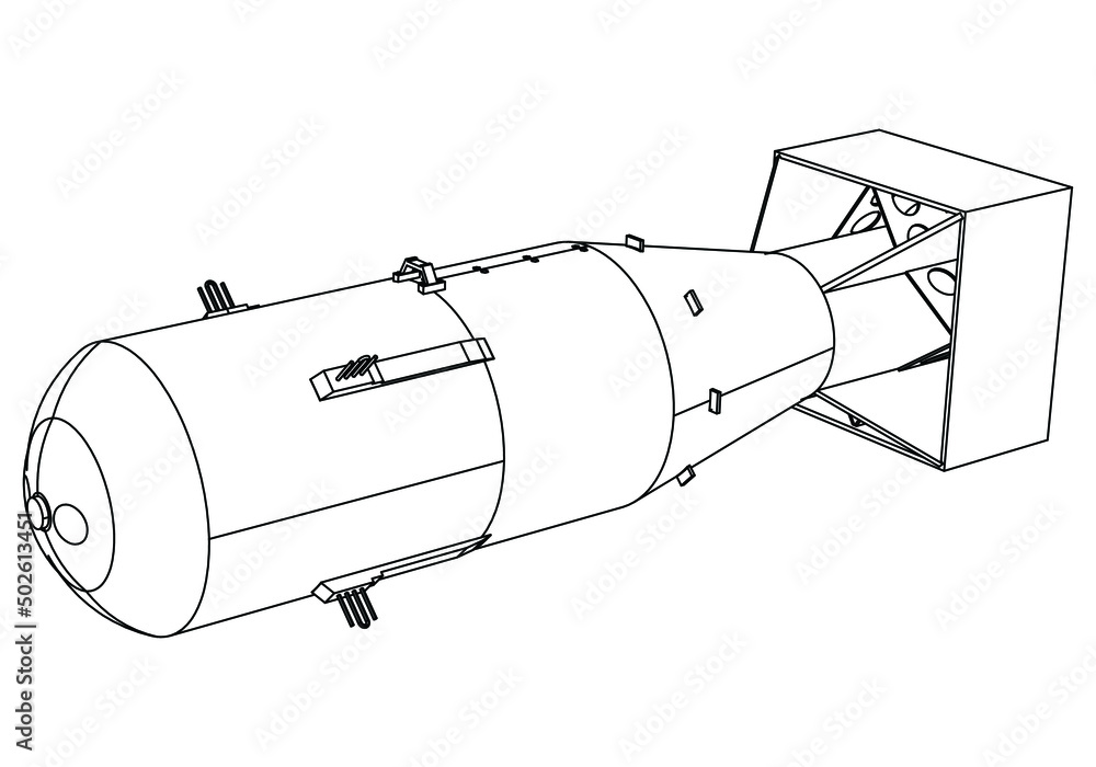Atomic bomb in outline style. Design element for logo, label, sign ...